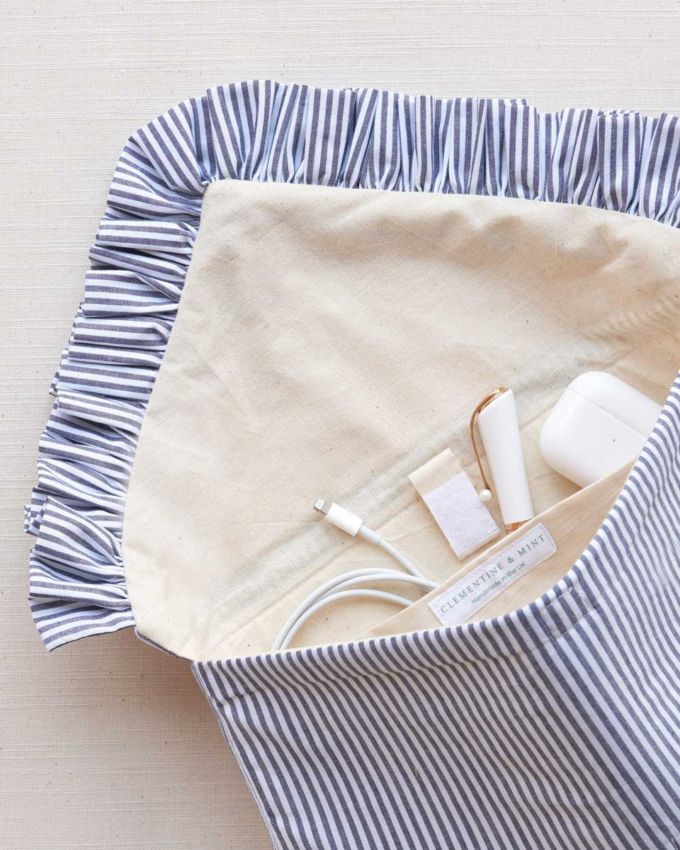 The Navy Stripe Ruffled Laptop Sleeve – Clementine & Mint