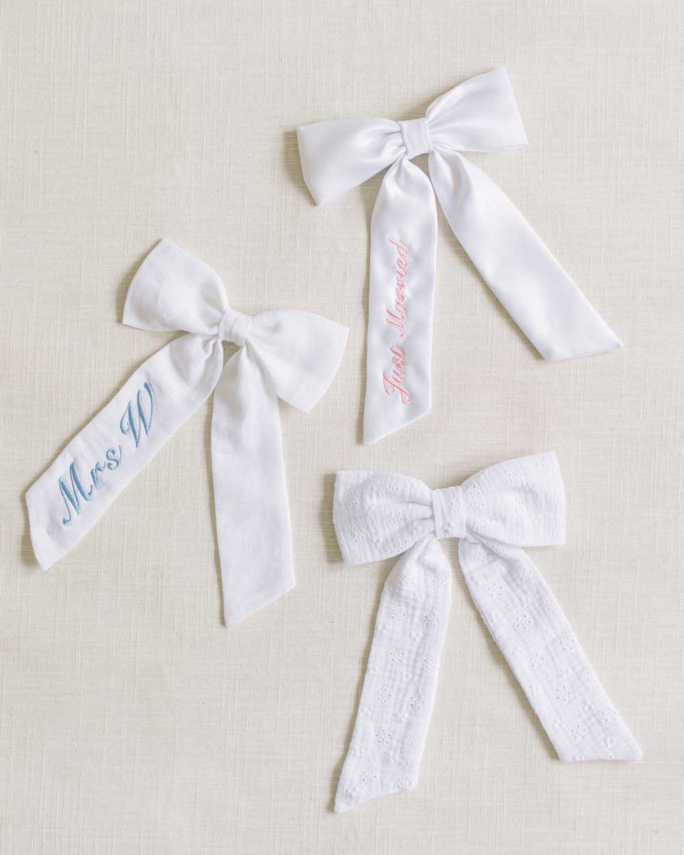 THE BRODERIE ANGALISE CLASSIC BOW – Clementine & Mint