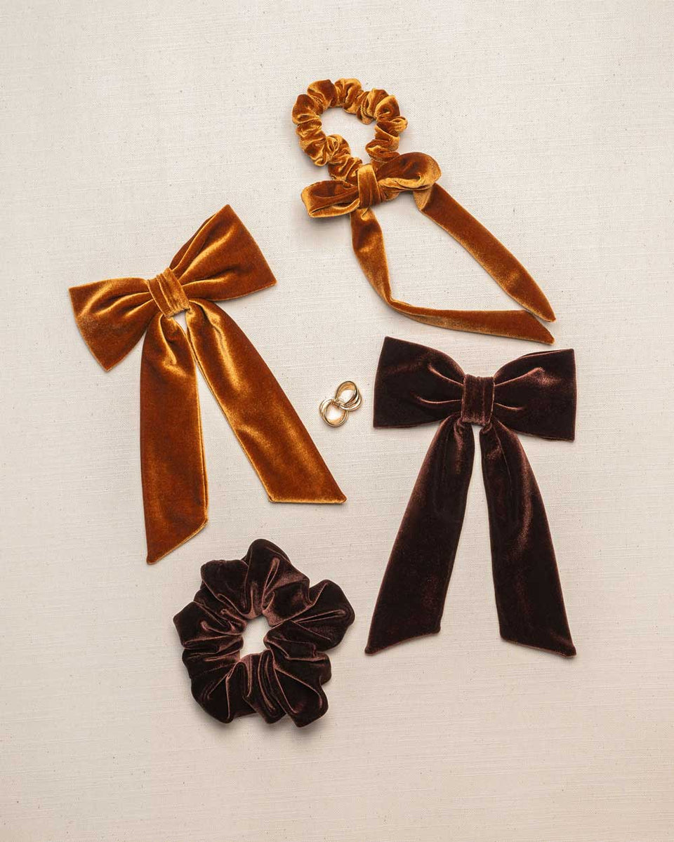 THE CHOCOLATE BROWN VELVET BOW – Clementine & Mint