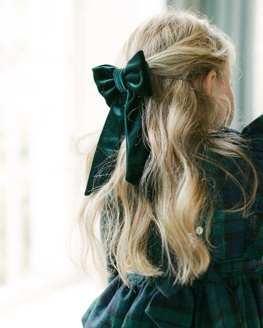 THE FOREST GREEN VELVET CHILDREN'S BOW – Clementine & Mint